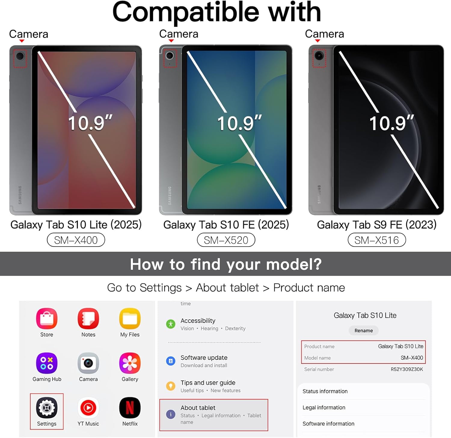 IYFFDFE-Case for Samsung Galaxy Tab S10 Lite / S10 FE / S9 FE 10.9-Inch ...