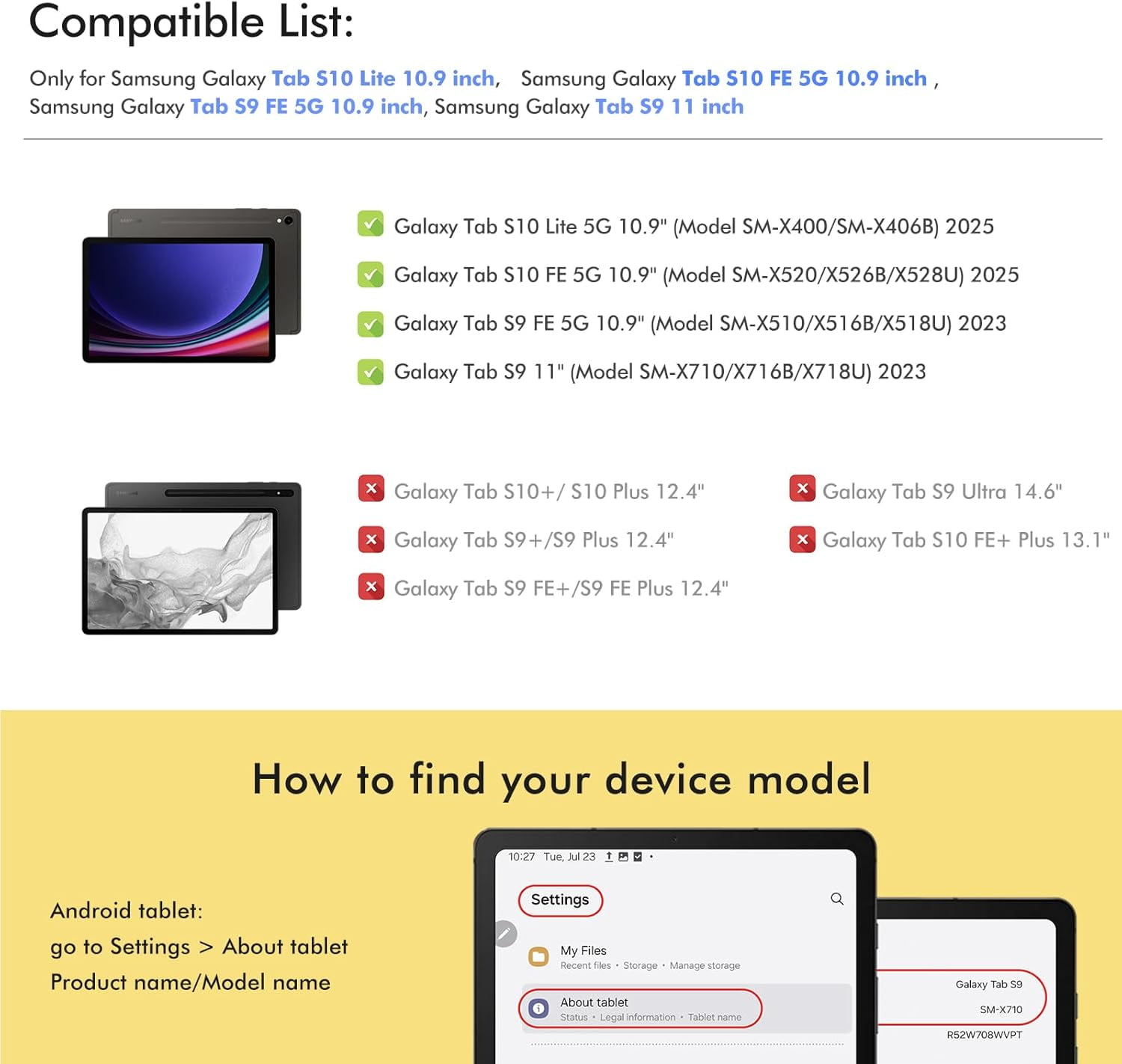 IYFFDFE-Case for Samsung Galaxy Tab S10 Lite/Tab S10 FE/ S9 FE 5G 10.9 ...