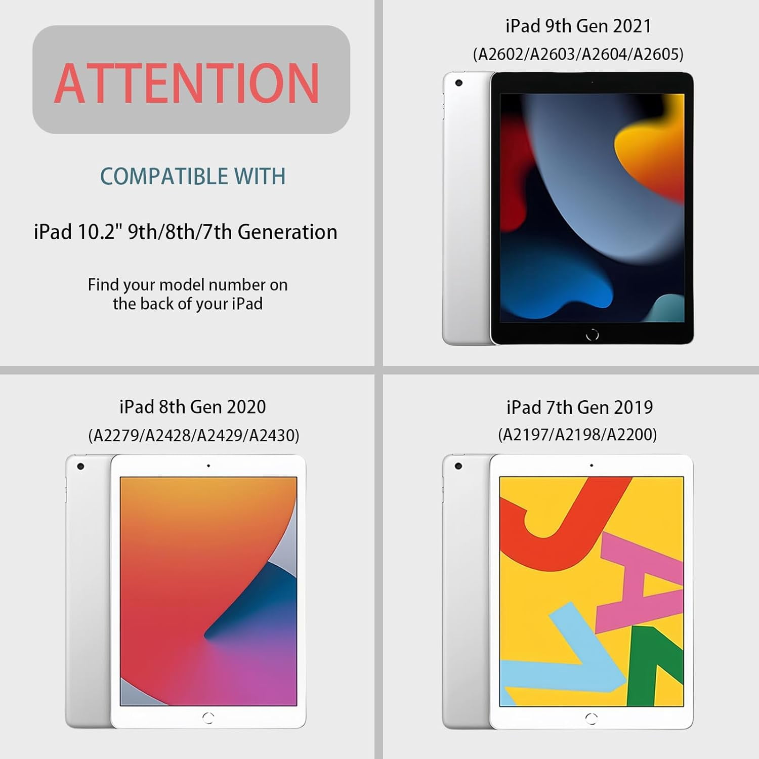 IYFFDFE-Case for iPad 9th 8th 7th Generation 10.2 Inch Case, Silicone ...