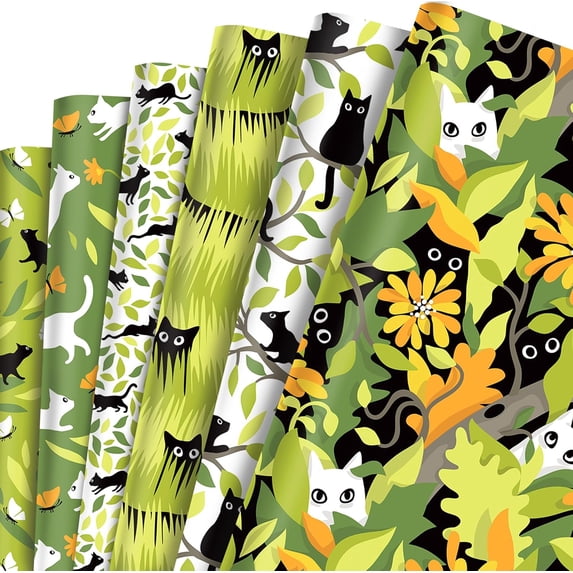 IYFFDFE-Cat Pattern Wrapping Paper Set, 12 Sheets Cat Wrapping Paper ...