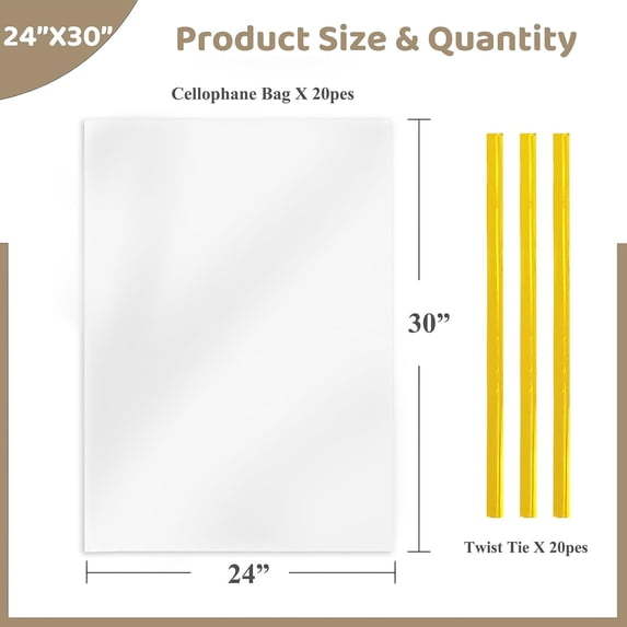 IYFFDFE-Clear Gift Bags 20 PCS 24x30 Inches Large Cellophane Wrap for ...