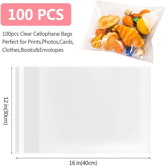 IYFFDFE-Clear Resealable Cellophane Bags 12 X 16 Inch Self Sealing ...