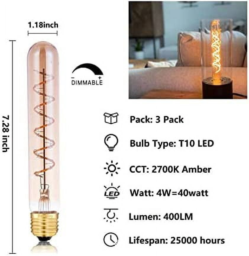 IYFFDFE-Dimmable 4W Tube LED Eison Bulb, T10 Vintage Long LED Bulb 40 ...