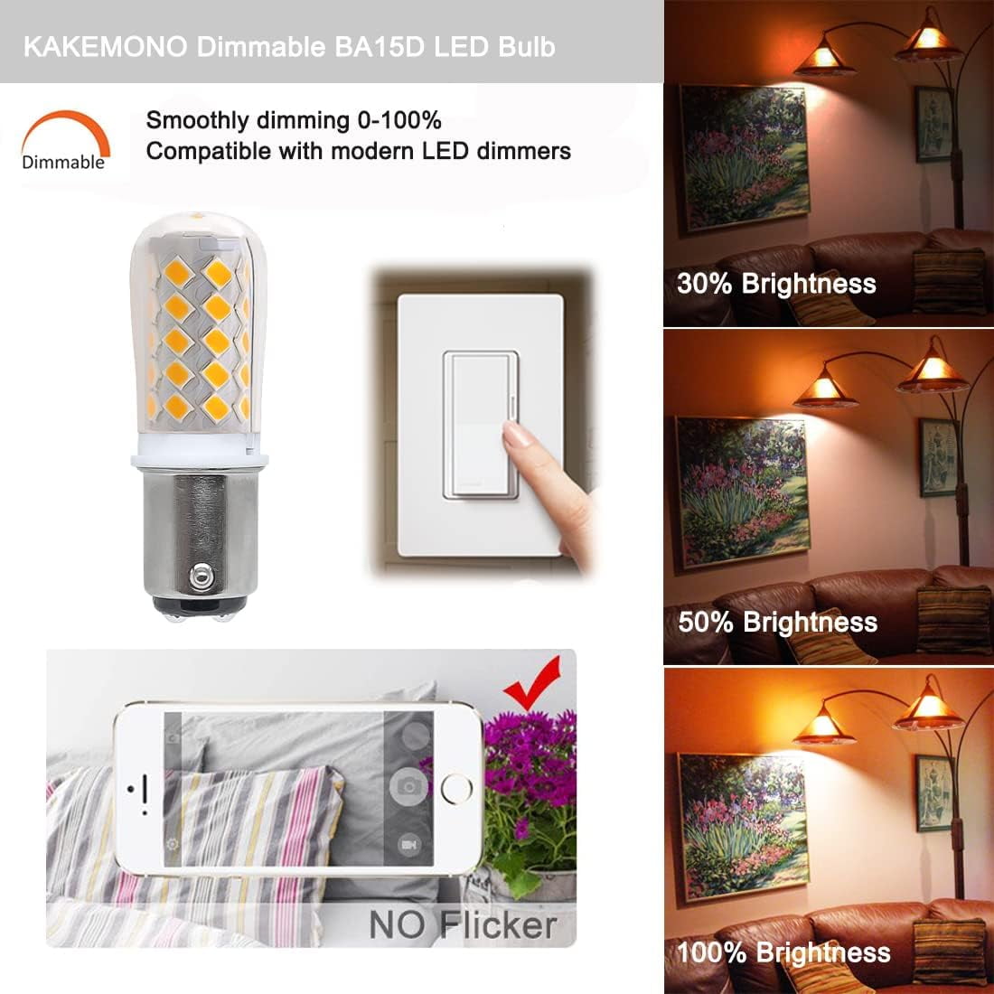 IYFFDFE-Dimmable BA15D LED Double Contact Bayonet Base 120Volt 4W ...