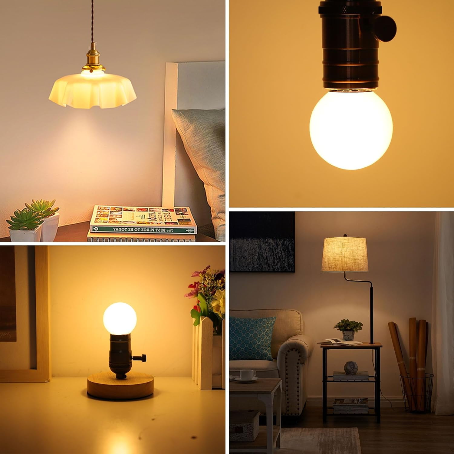 IYFFDFE-Dimmable E26 G16.5 LED Light Bulb 40W Equal 4W Frosted Globe ...