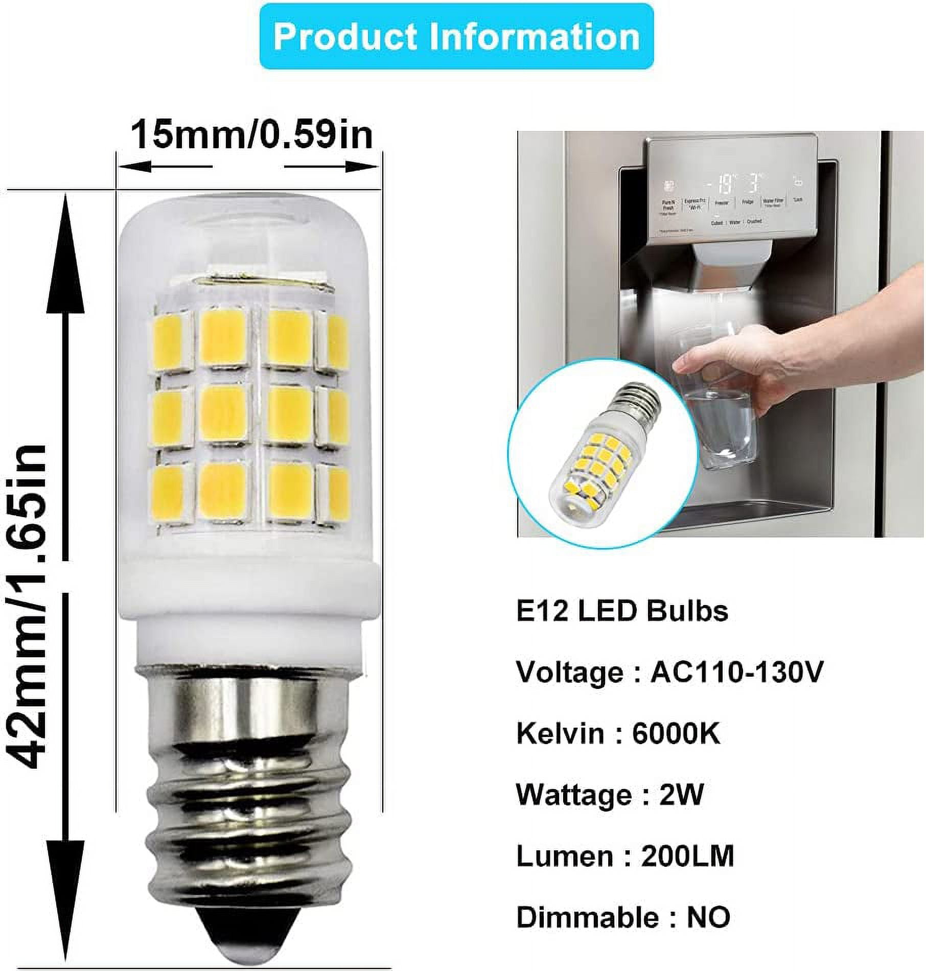 IYFFDFE-E12 LED Fridge Water Dispenser Light Bulb 2W(15W Replacement ...