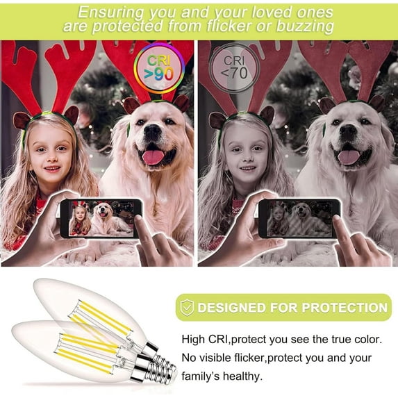 IYFFDFE-E12 Led Bulbs, 4W(60W Equivalent Candelabra Led Light Bulbs ...