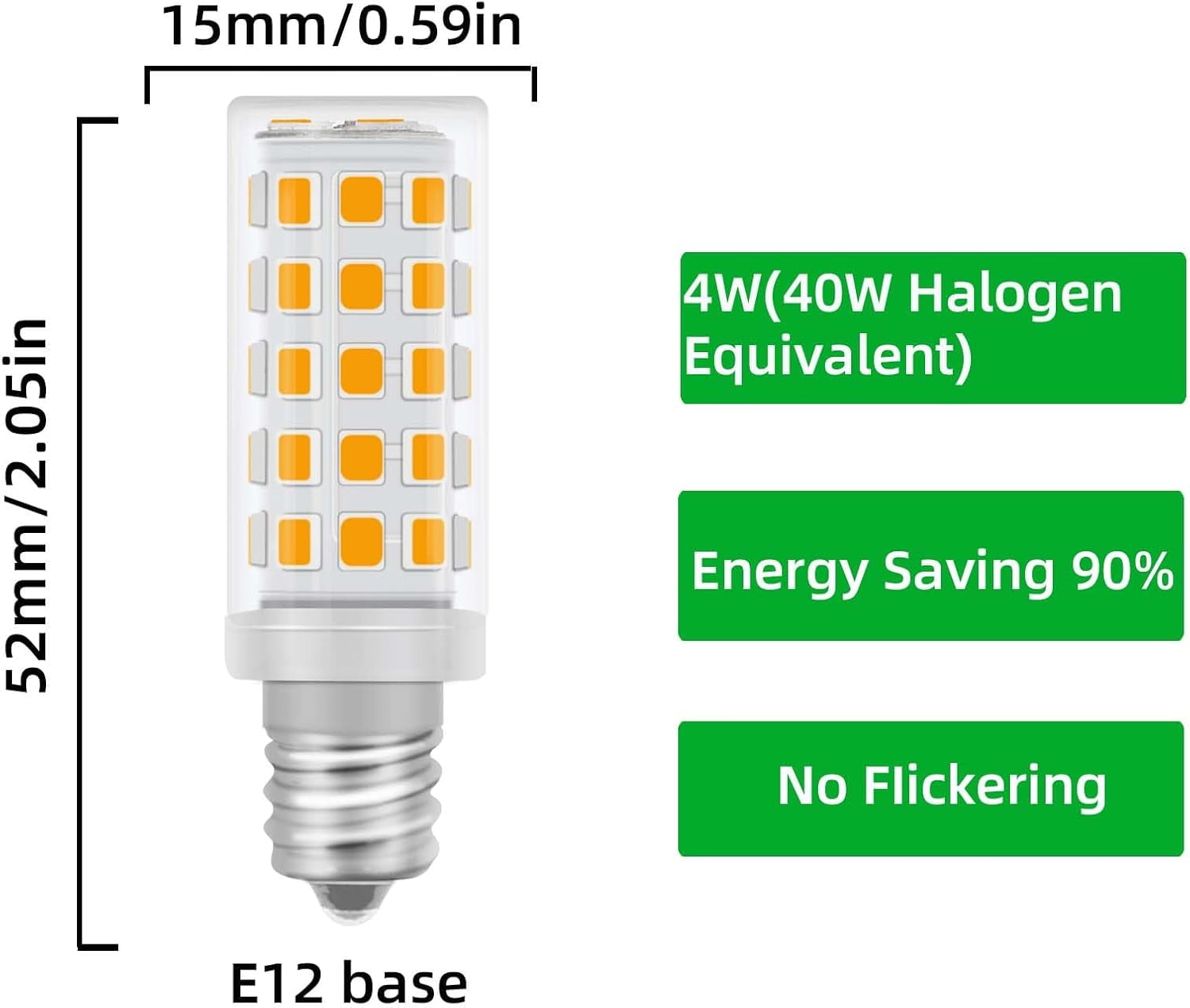 IYFFDFE-E12 Led Light Bulbs 4W Equivalent 40W Halogen Candelabra ...