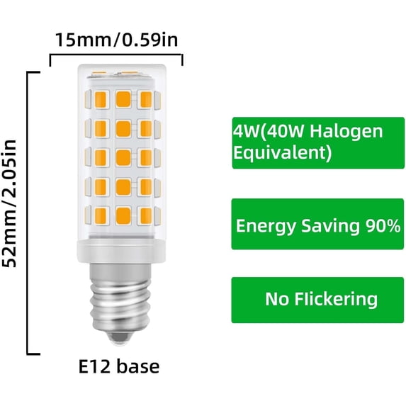IYFFDFE-E12 Led Light Bulbs 4W Equivalent 40W Halogen Candelabra ...