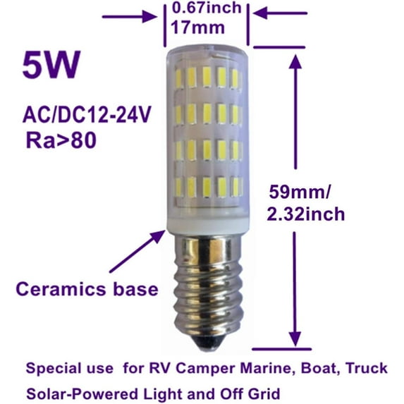 IYFFDFE-E14 12v LED Bulbs 24V AC/DC 5W 63LED 4014, 400-450 Lumen ...