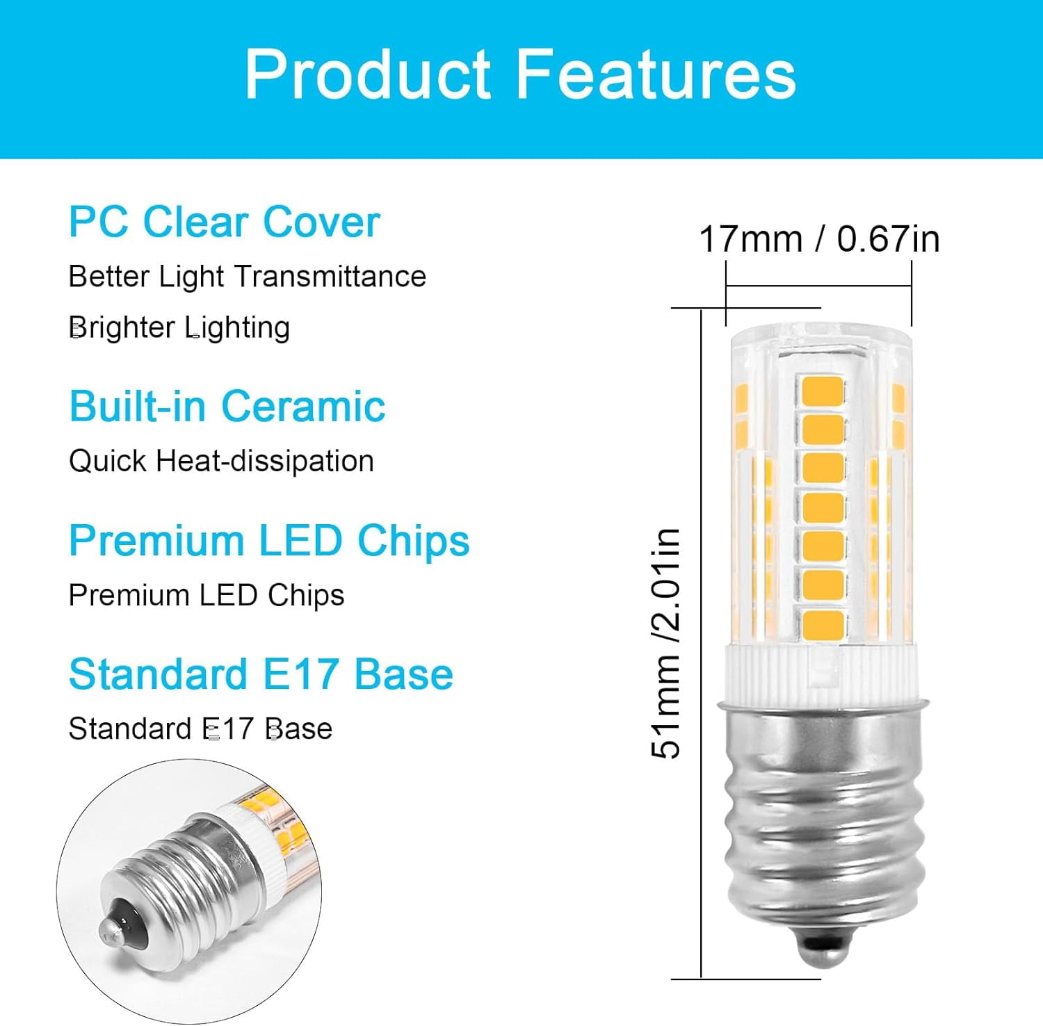 IYFFDFE-E17 LED Bulb 3.5W Refrigerator Bulbs for KEI D28x KEL 2816x ...