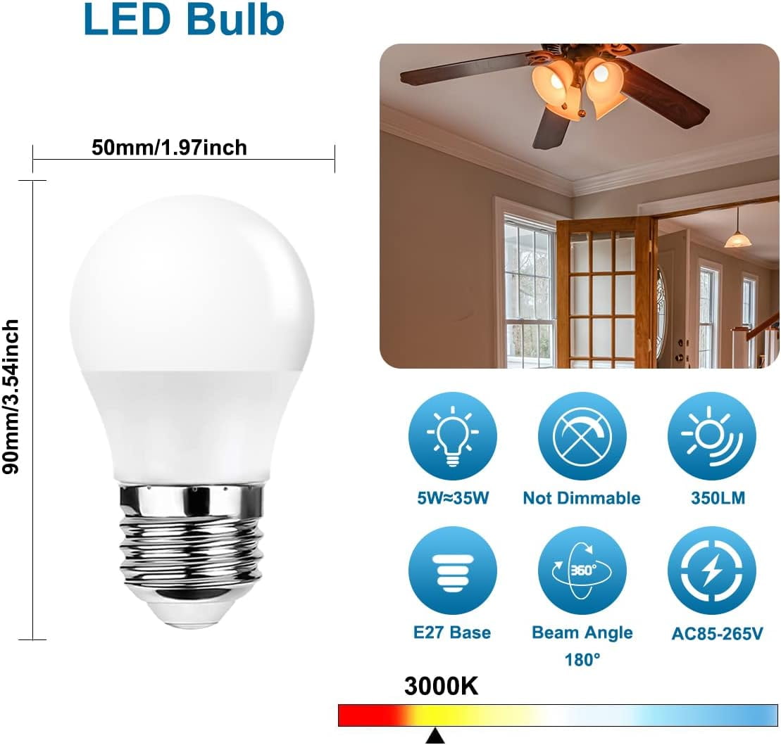 IYFFDFE-E26 Small LED Light Bulbs,LED Bulb Light 5 Watt 35W Equivalent ...