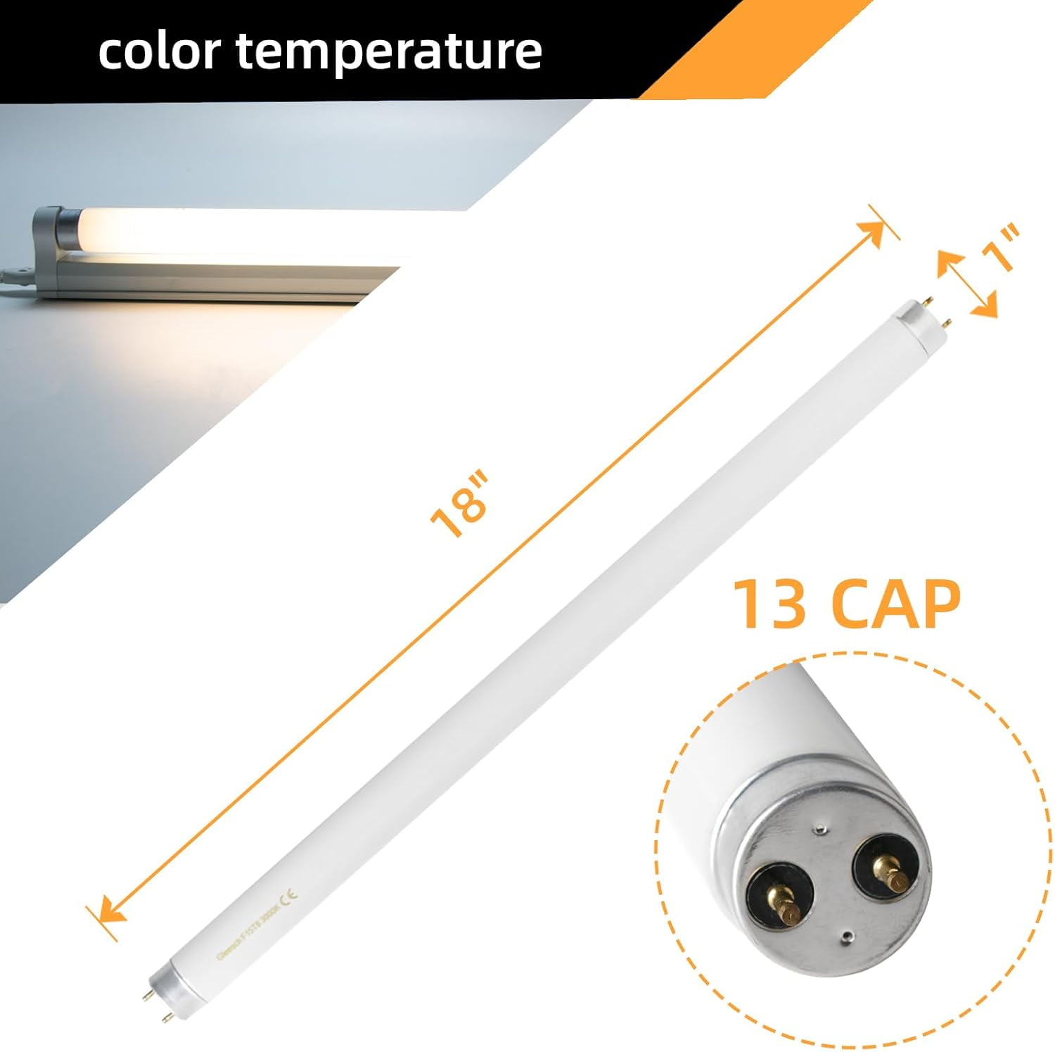 IYFFDFE-F15T8 18 Inch 15W T8 Fluorescent Replacement Tube Bulb Warm ...