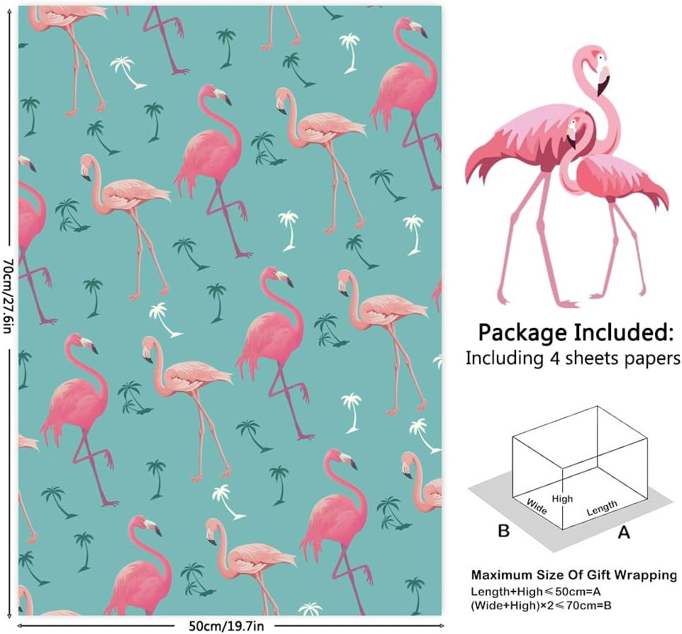 IYFFDFE-Flamingo Wrapping Paper for Women Men, Summer Tropical Hawaii ...