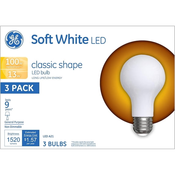 IYFFDFE-G E Lighting 31193 General Purpose Classic Shape A21 Soft White ...