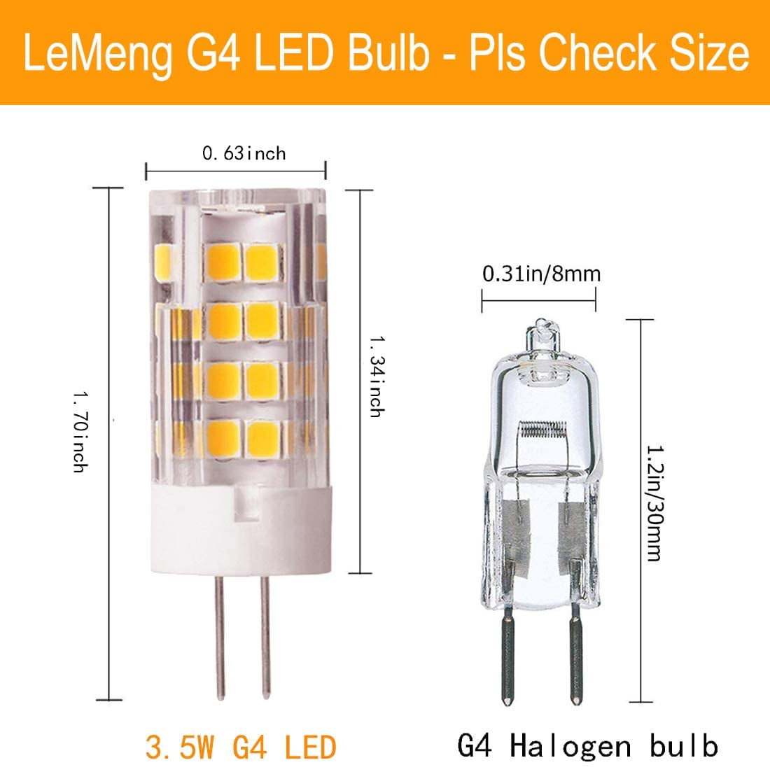 IYFFDFE-G4 LED Bulb 3.5W 2700K Warm White bi-pin T3 JC Type 12VAC/DC 20 ...