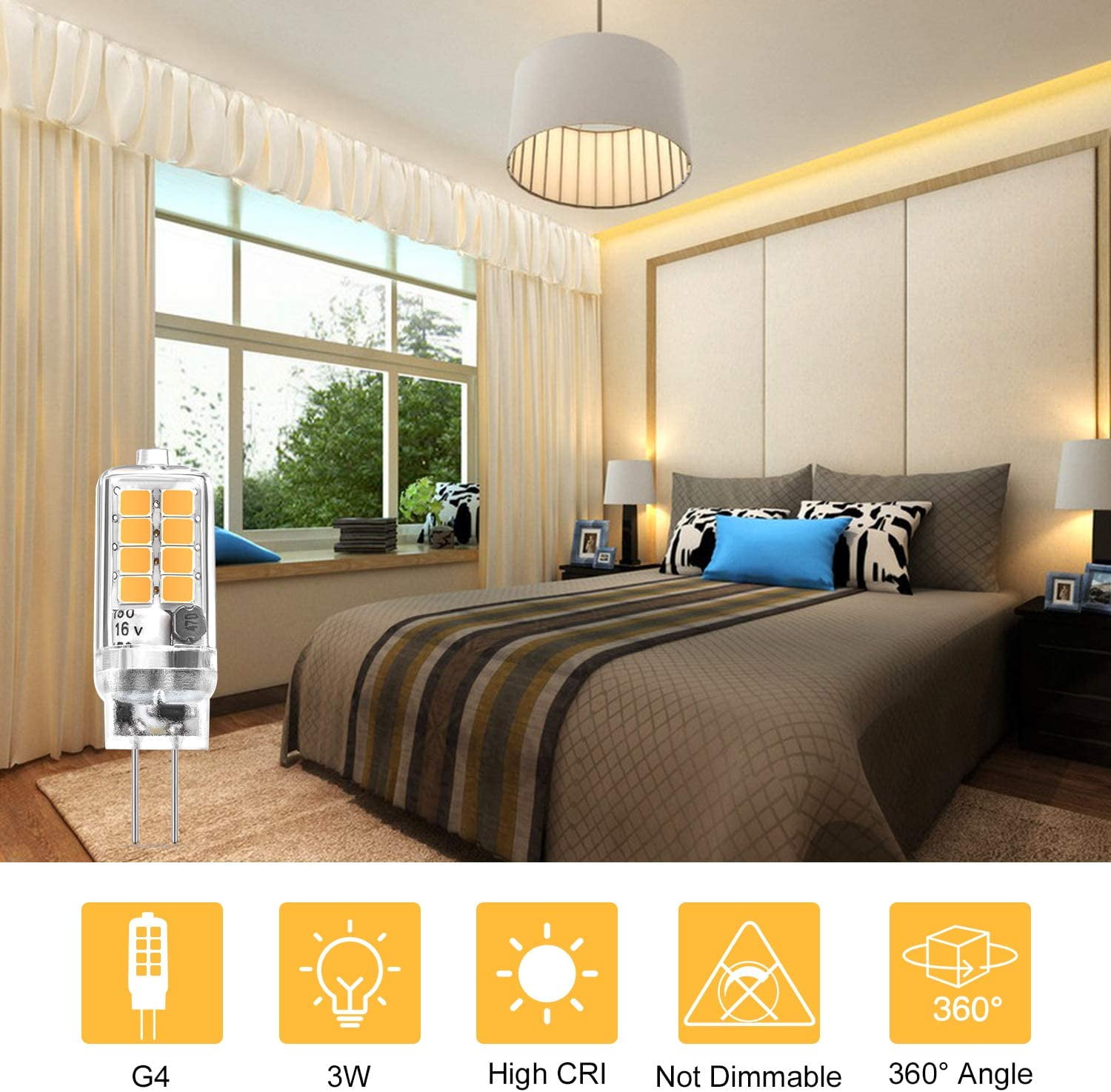 IYFFDFE-G4 LED Bulb, 3W Equivalent to 20W/30W Halogen, No Flicker, 360 ...