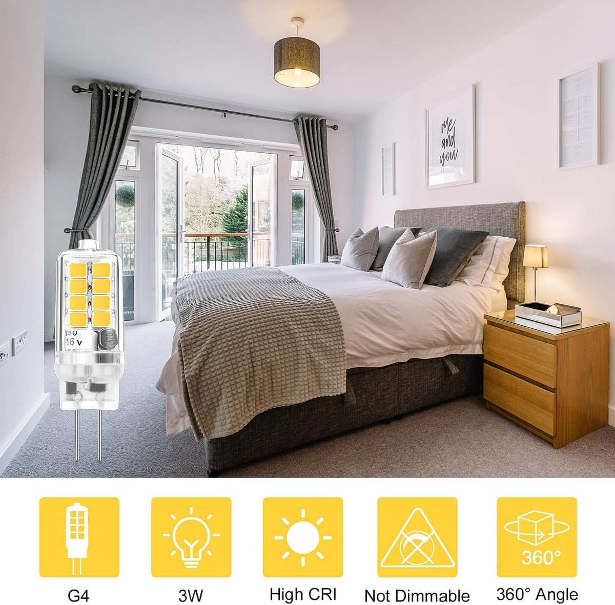 IYFFDFE-G4 LED Bulb, 3W Equivalent to 20W/30W Halogen, No Flicker, 360 ...