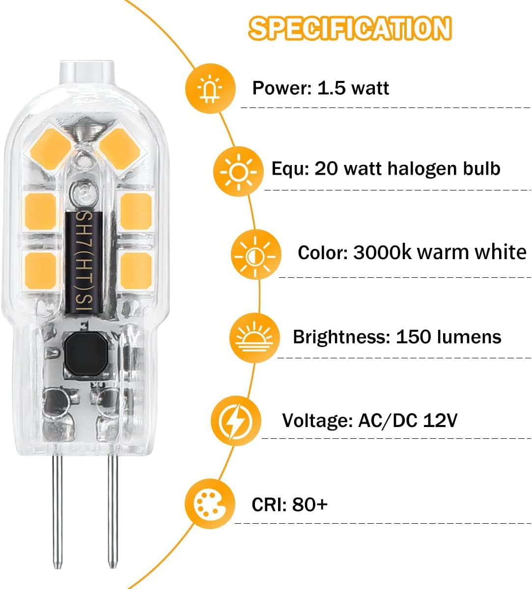 IYFFDFE-G4 LED Bulbs 12V 20W Halogen Bulb Replacement, HengBo G4 Bi Pin ...