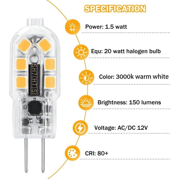 IYFFDFE-G4 LED Bulbs 12V 20W Halogen Bulb Replacement, HengBo G4 Bi Pin ...