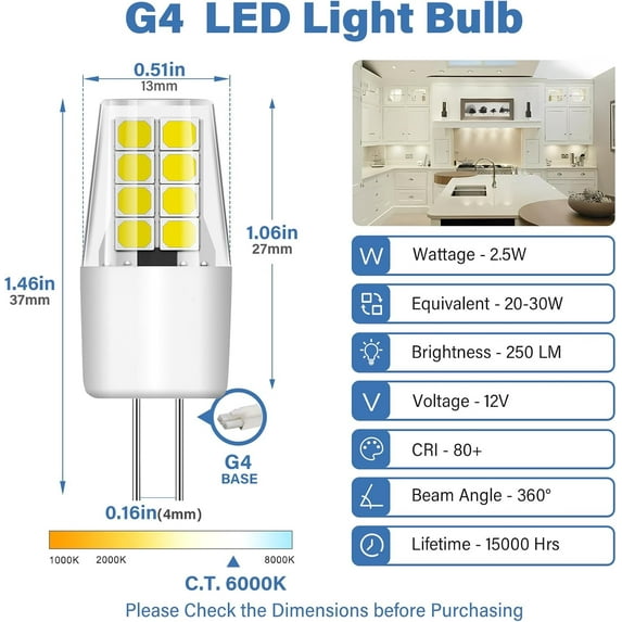 IYFFDFE-G4 Led Bulb, 10 Pack 12V Landscape Light Bulbs, Replacement 20W ...