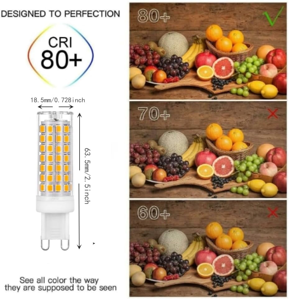 IYFFDFE-G9 LED Bulb Dimmable 6W Equivalent 60 Watt,Ceramic Bi Pin Base ...