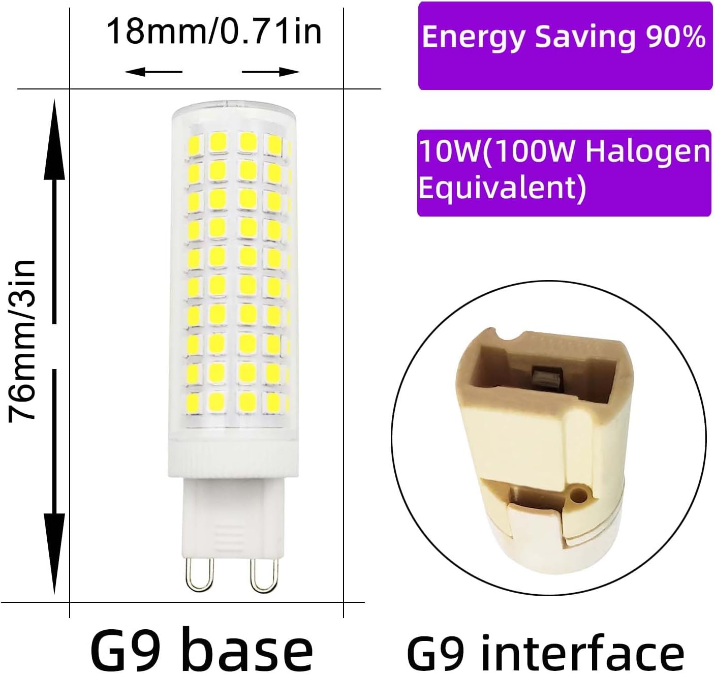 IYFFDFE-G9 Led Light Bulb 100W Halogen Equivalent Daylight White 10W ...