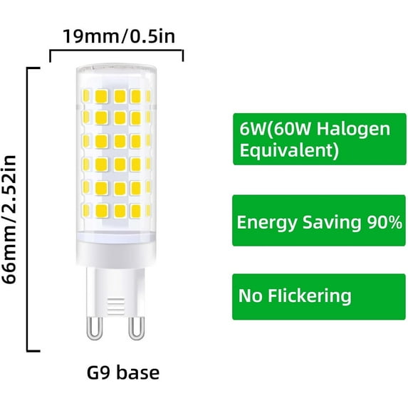 IYFFDFE-G9 Led Light Bulbs Dimmable Equivalent 60W Halogen Bulb 700 ...