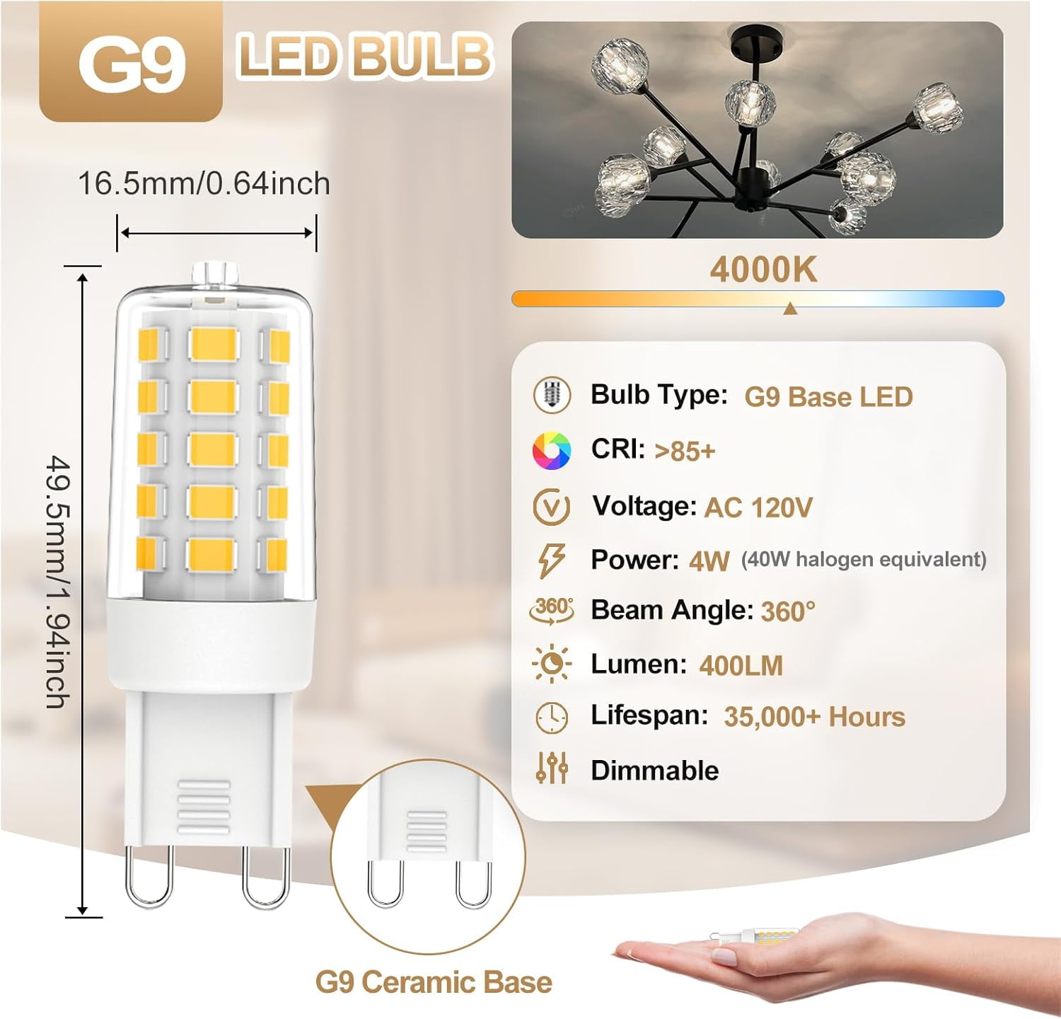IYFFDFE-G9 Light Bulb Led 40W T4 Halogen Bulbs Equivalent, 4000K ...