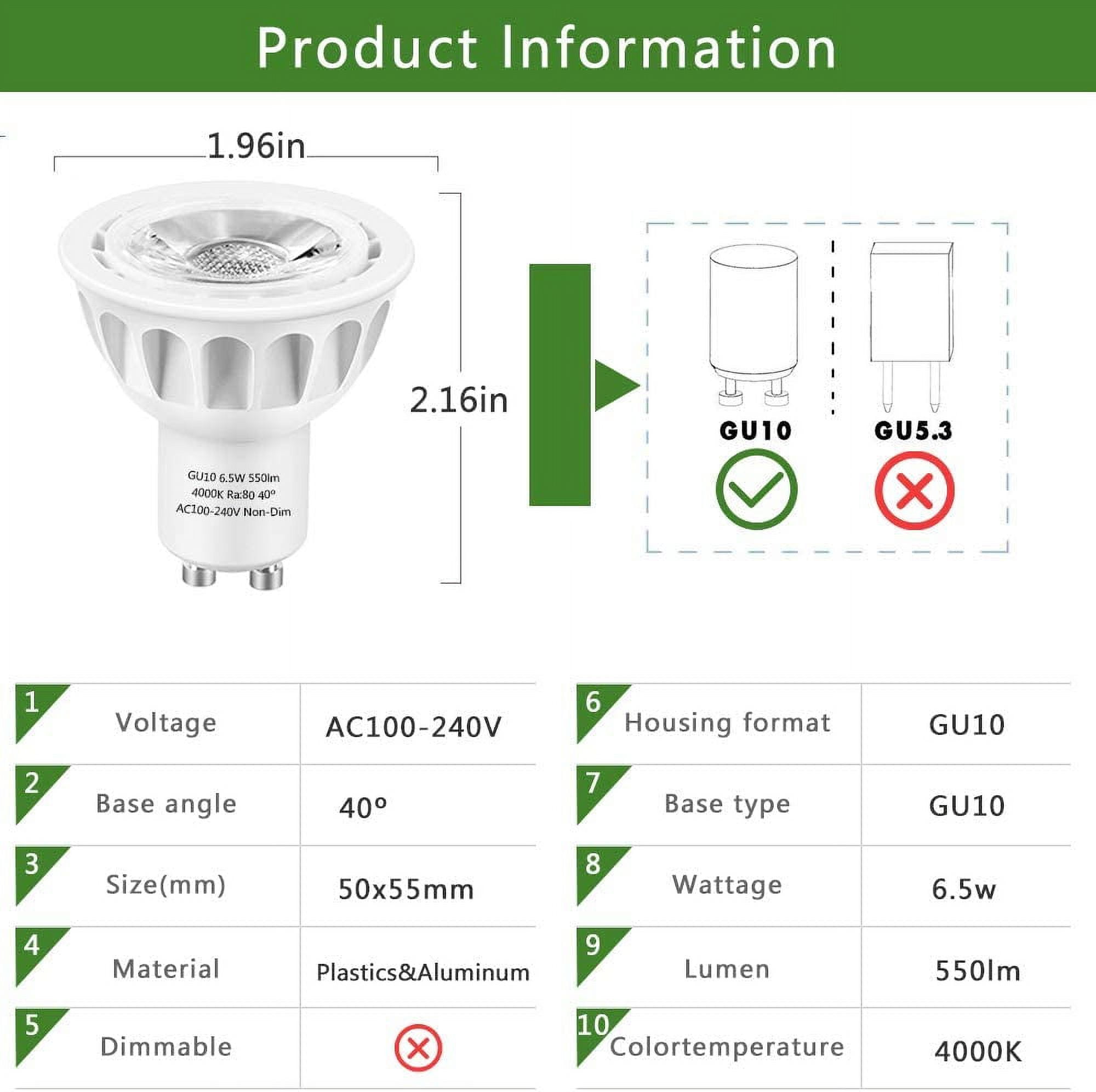 IYFFDFE-GU10 LED Bulbs, LEDMEI 6 Pack GU10 Led Light Bulbs, 50W Halogen ...