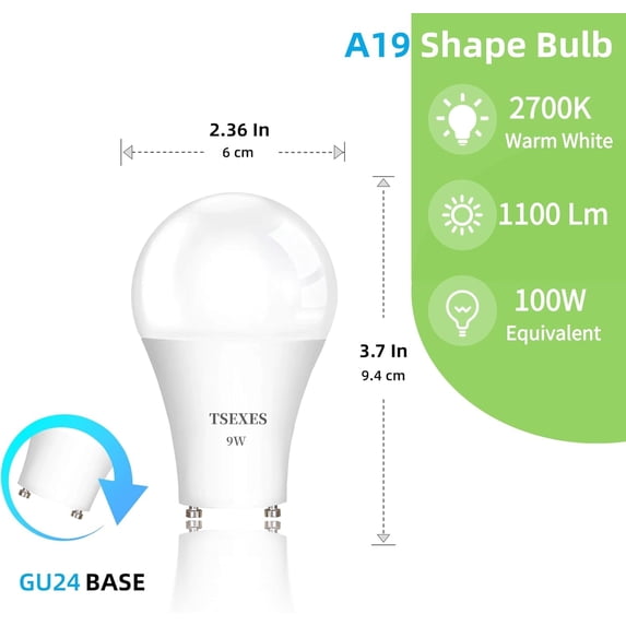 IYFFDFE-GU24 LED Light Bulb,9W(Equivalent 100 Watt),1100 Lumens,Non ...
