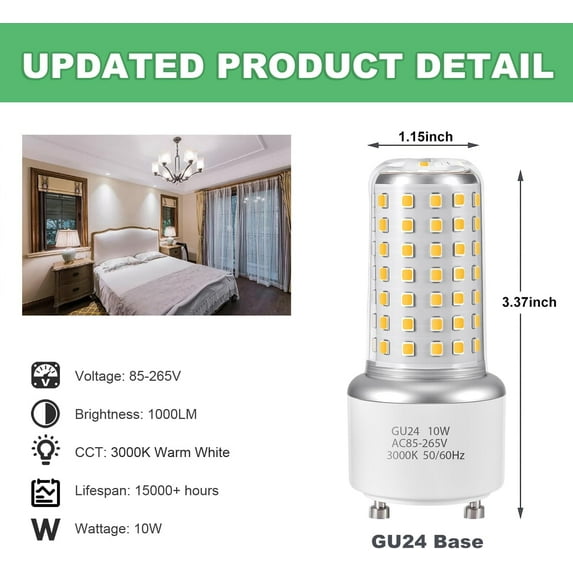 IYFFDFE-GU24 LED Light Bulb - Warm White 3000K 100W Equivalent, Twist ...