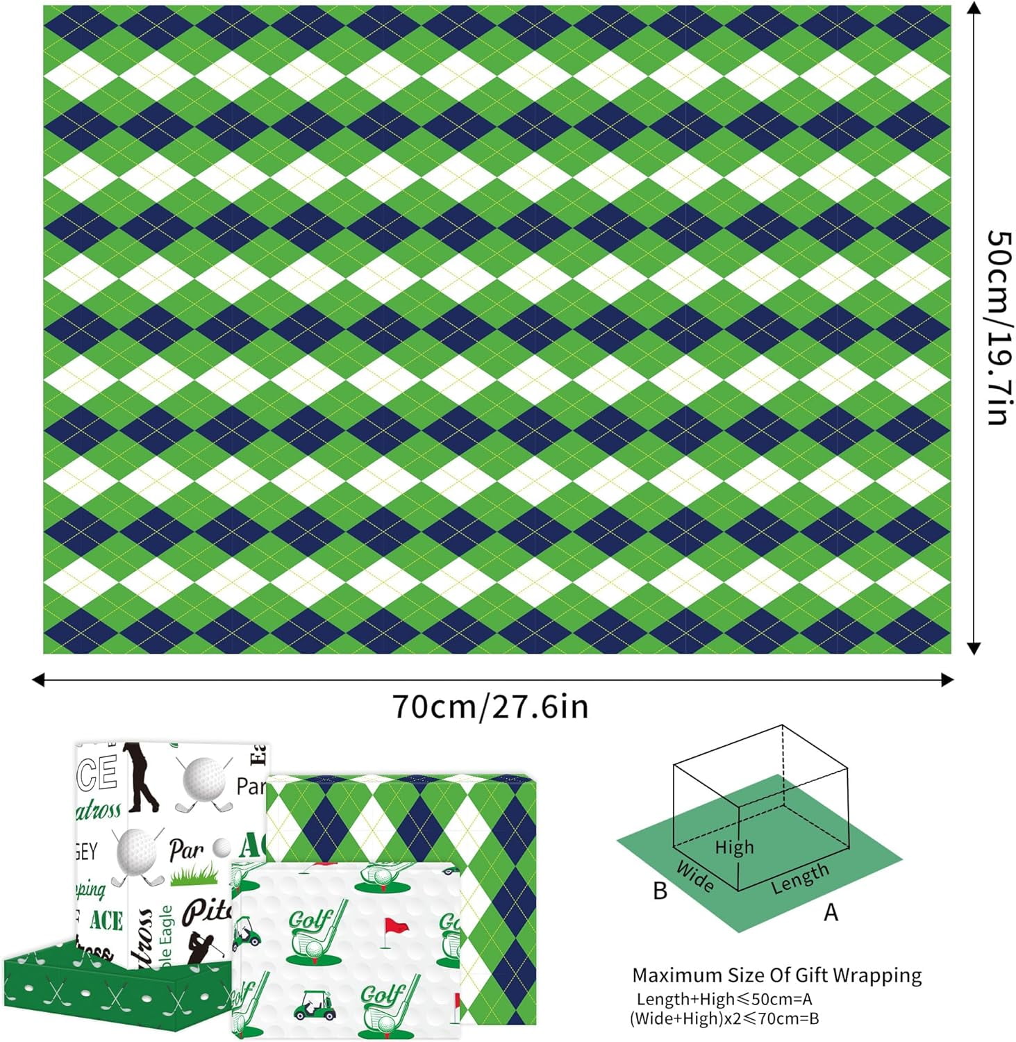 IYFFDFE-Golf Wrapping Paper for Men Boys, 12 Sheets Golf Gift Wrap with ...
