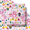 IYFFDFE-Happy 8th Birthday Wrapping Paper Roll for Girls, Mini Roll ...