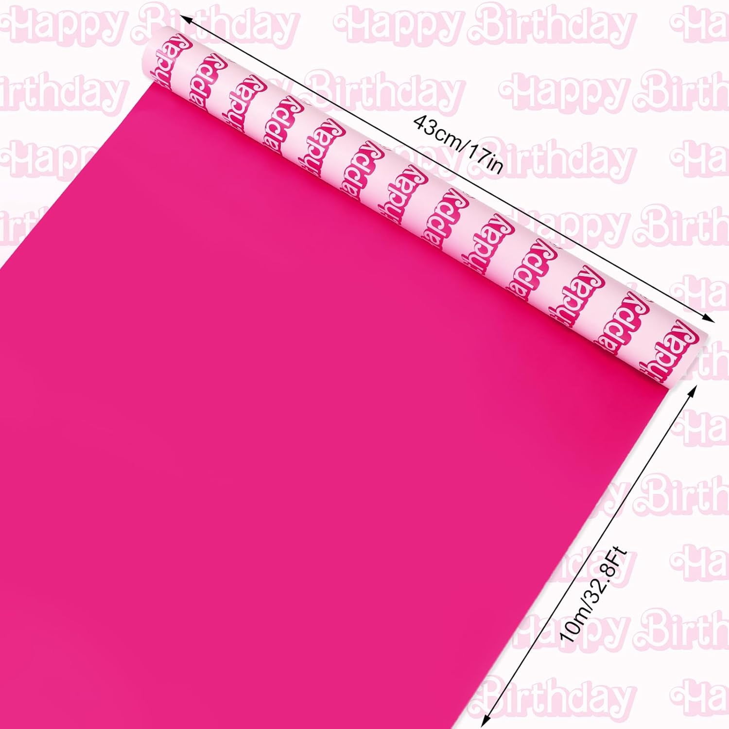 IYFFDFE-Happy Birthday Wrapping Paper Mini Roll 17in x 32.8Ft Y2K Pink ...