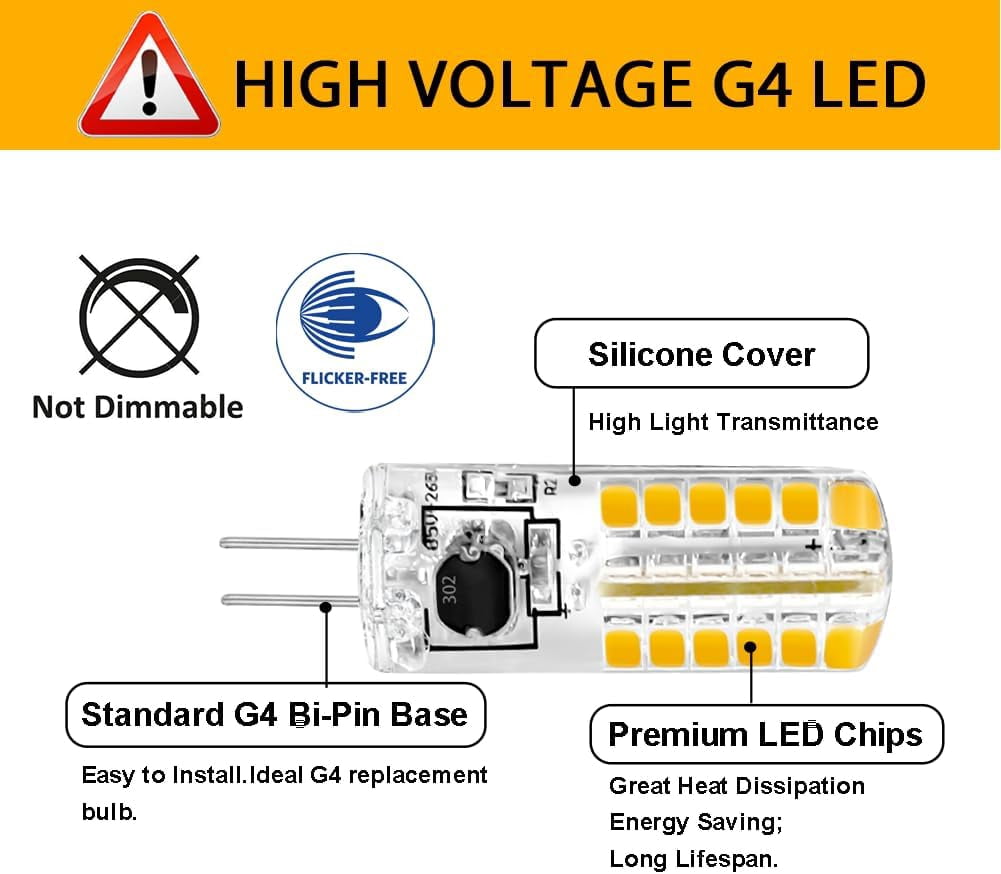 IYFFDFE-High Voltage 100V-265V G4 LED 3W (Not Low Voltage 12V), 20W ...