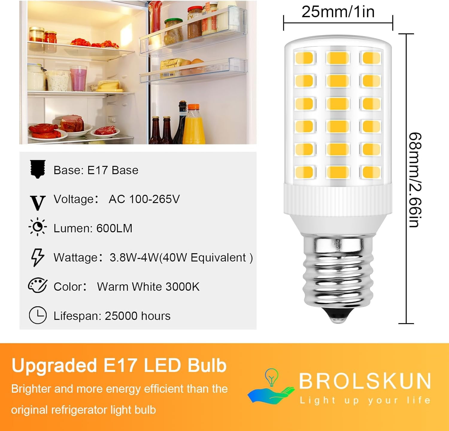 IYFFDFE-Kei D28k Kel 2812 Freezer Light Bulb 4w Refrigerator LED Light ...