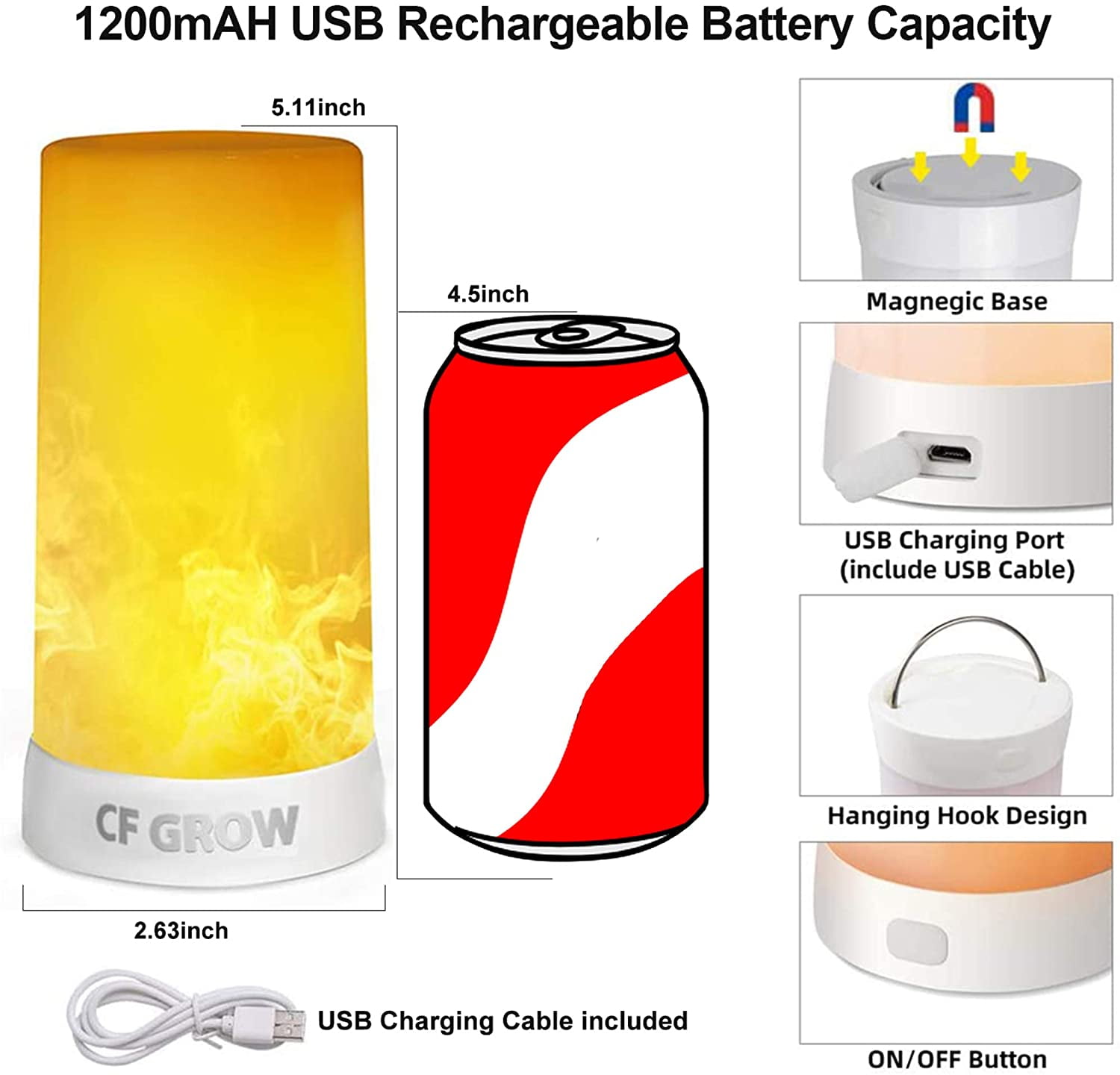 IYFFDFE-LED Flame Effect Light, USB Rechargeable Outdoor Flame Table ...