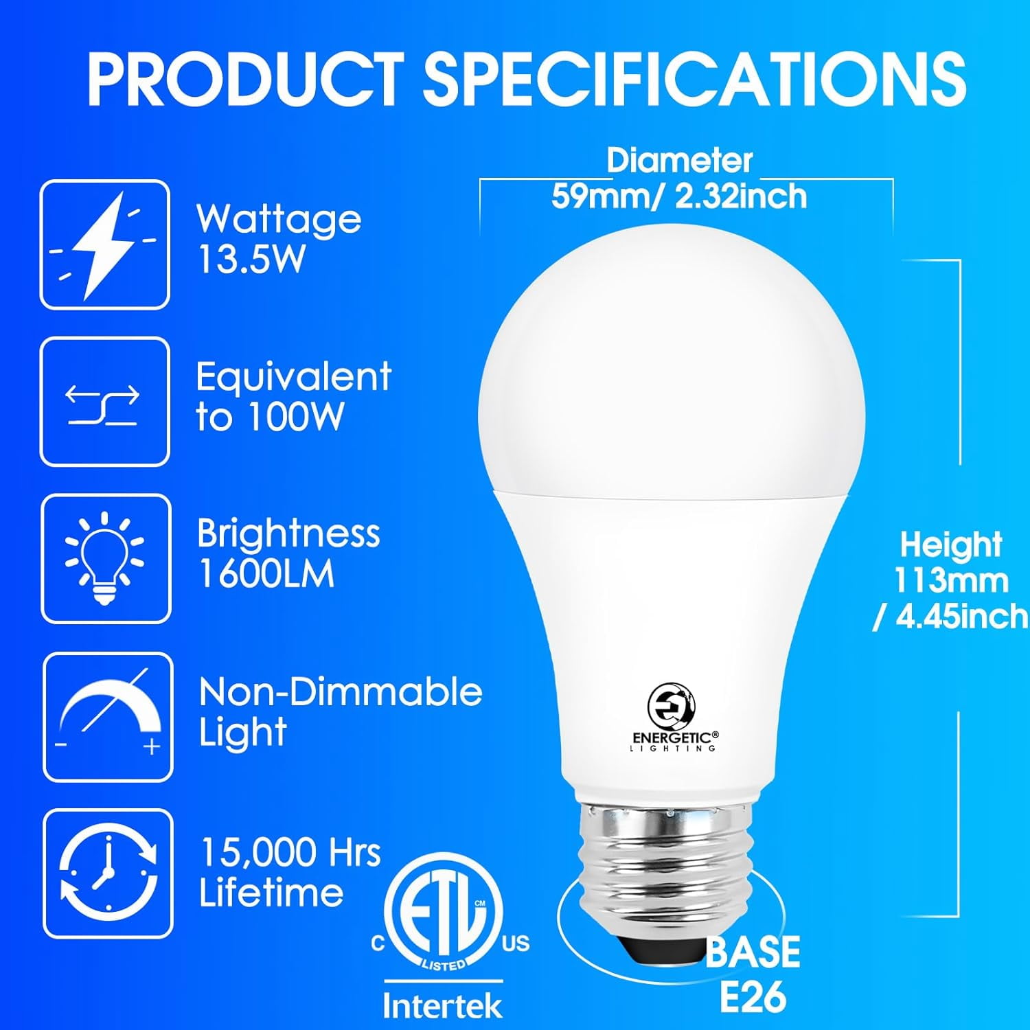 IYFFDFE-LED Light Bulbs 100 Watt Equivalent, Warm White 3000K, 1600LM ...