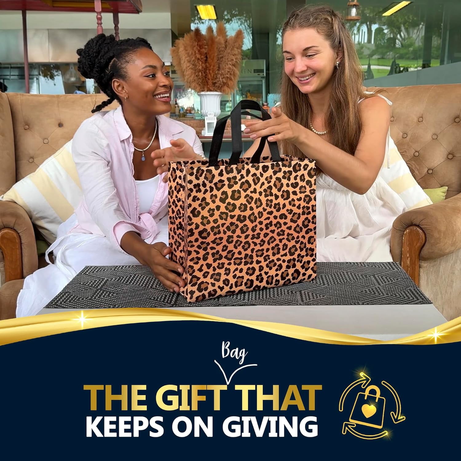 IYFFDFE-Large Brown Leopard Gift Bags \u2013 Set of 12 Reusable Cheetah ...