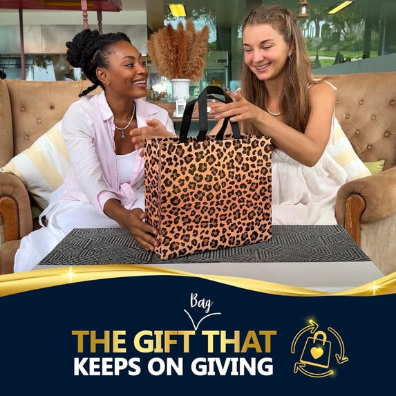 IYFFDFE-Large Brown Leopard Gift Bags \u2013 Set of 12 Reusable Cheetah ...