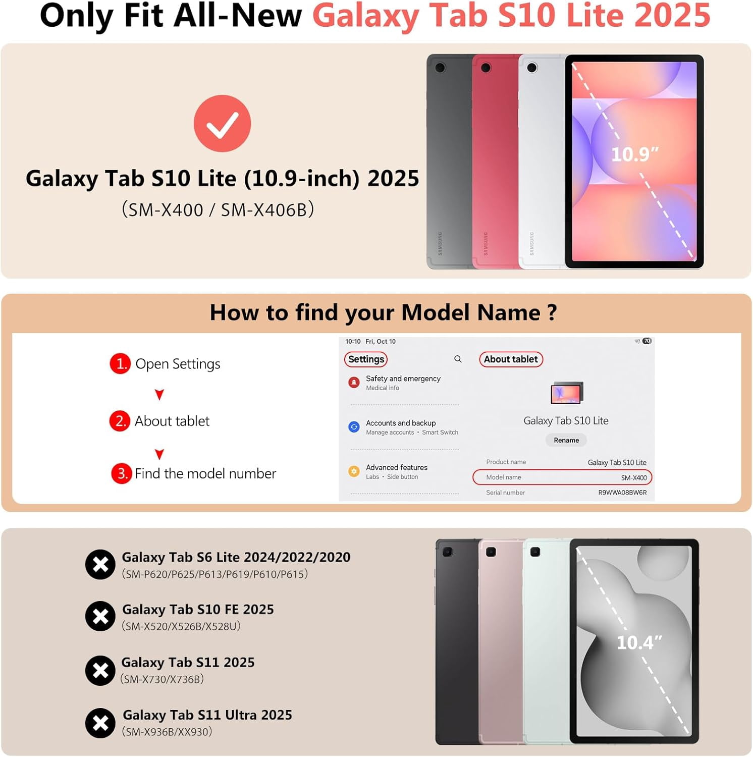 IYFFDFE-Magnetic Case for Samsung Galaxy Tab S10 Lite 10.9 Inch 2025 SM ...