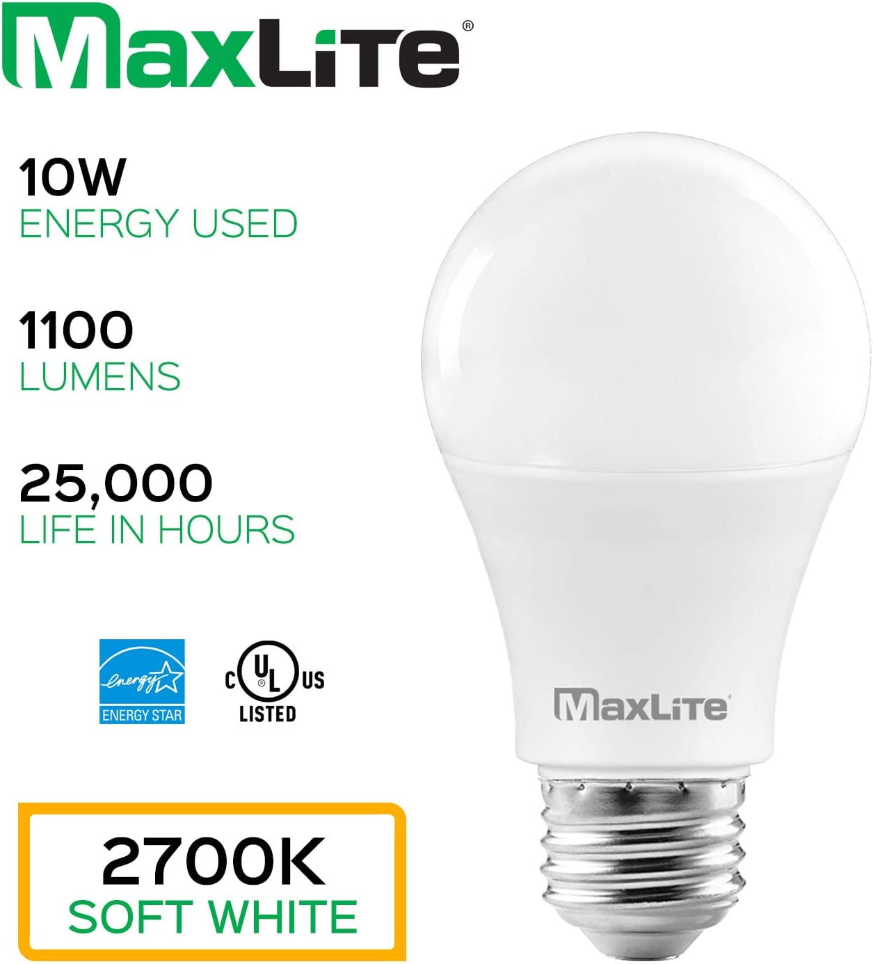 IYFFDFE-MaxLite A19 LED Bulb, Enclosed Fixture Rated, 75W Equivalent ...