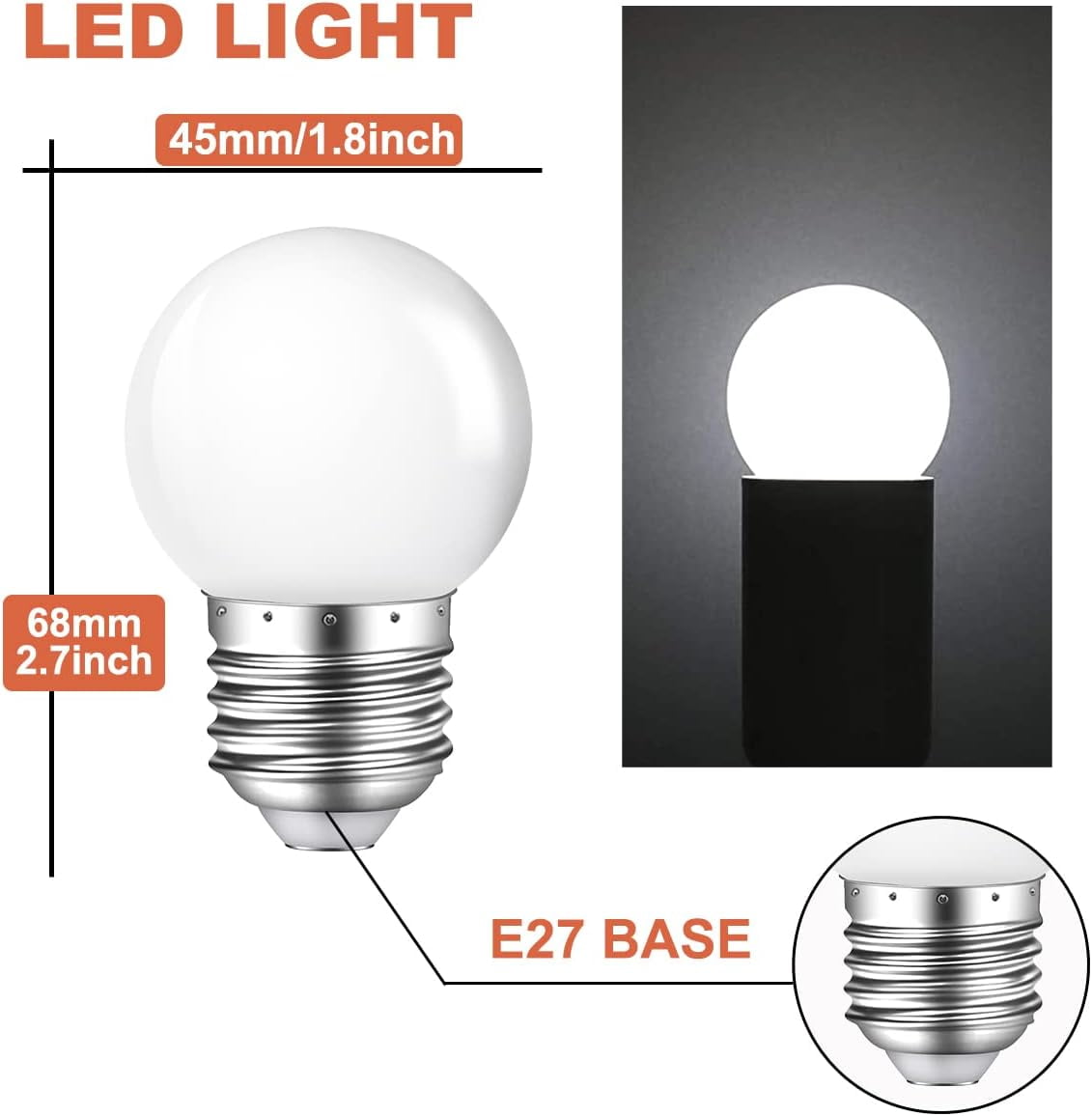 IYFFDFE-Night Light Bulb,1W LED Light Bulbs,G14 G45 E26 Lights Bulbs ...