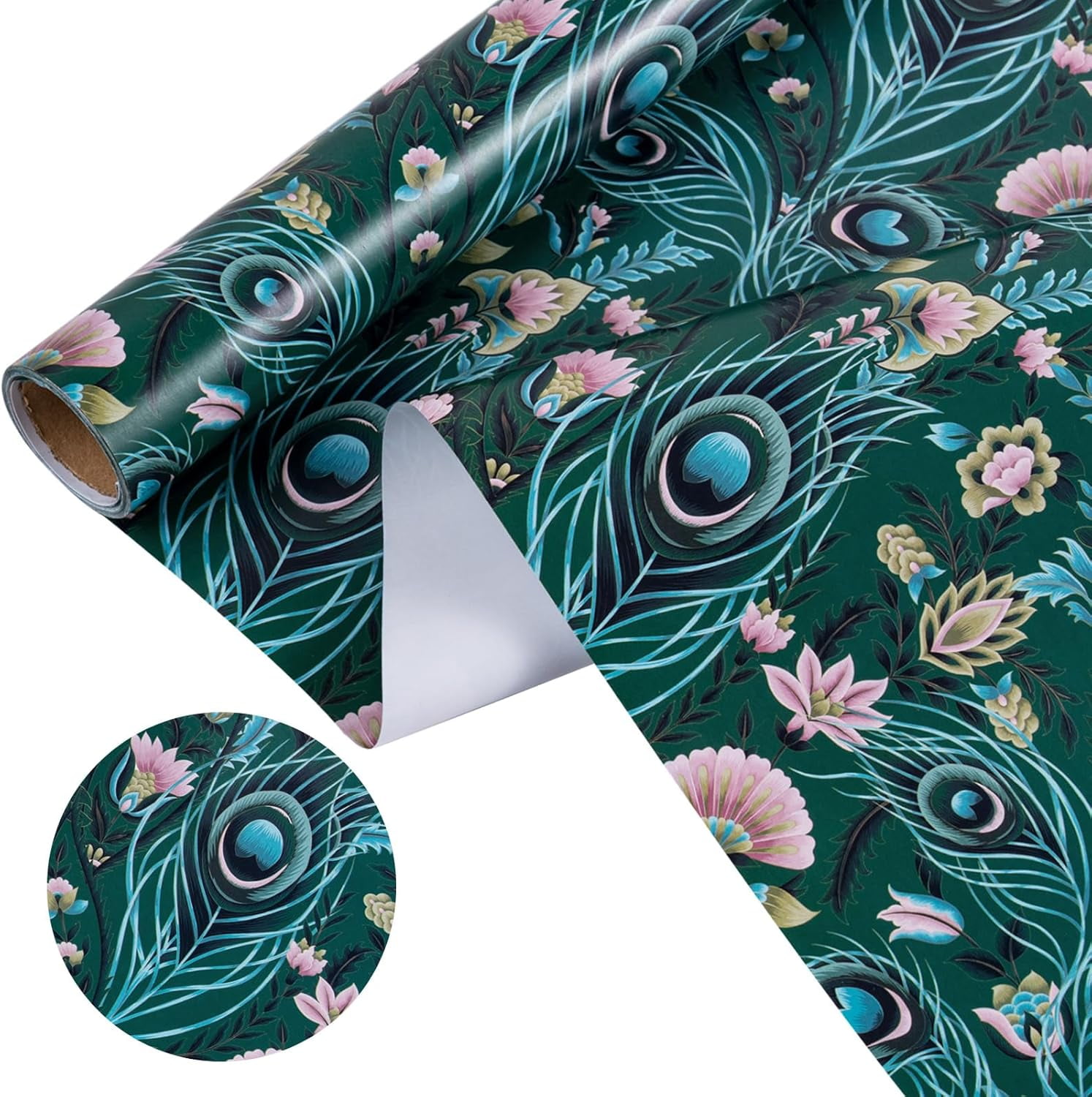 IYFFDFE-Peacock Wrapping Paper - Mini Roll - 17 Inch x 16.5 Feet ...