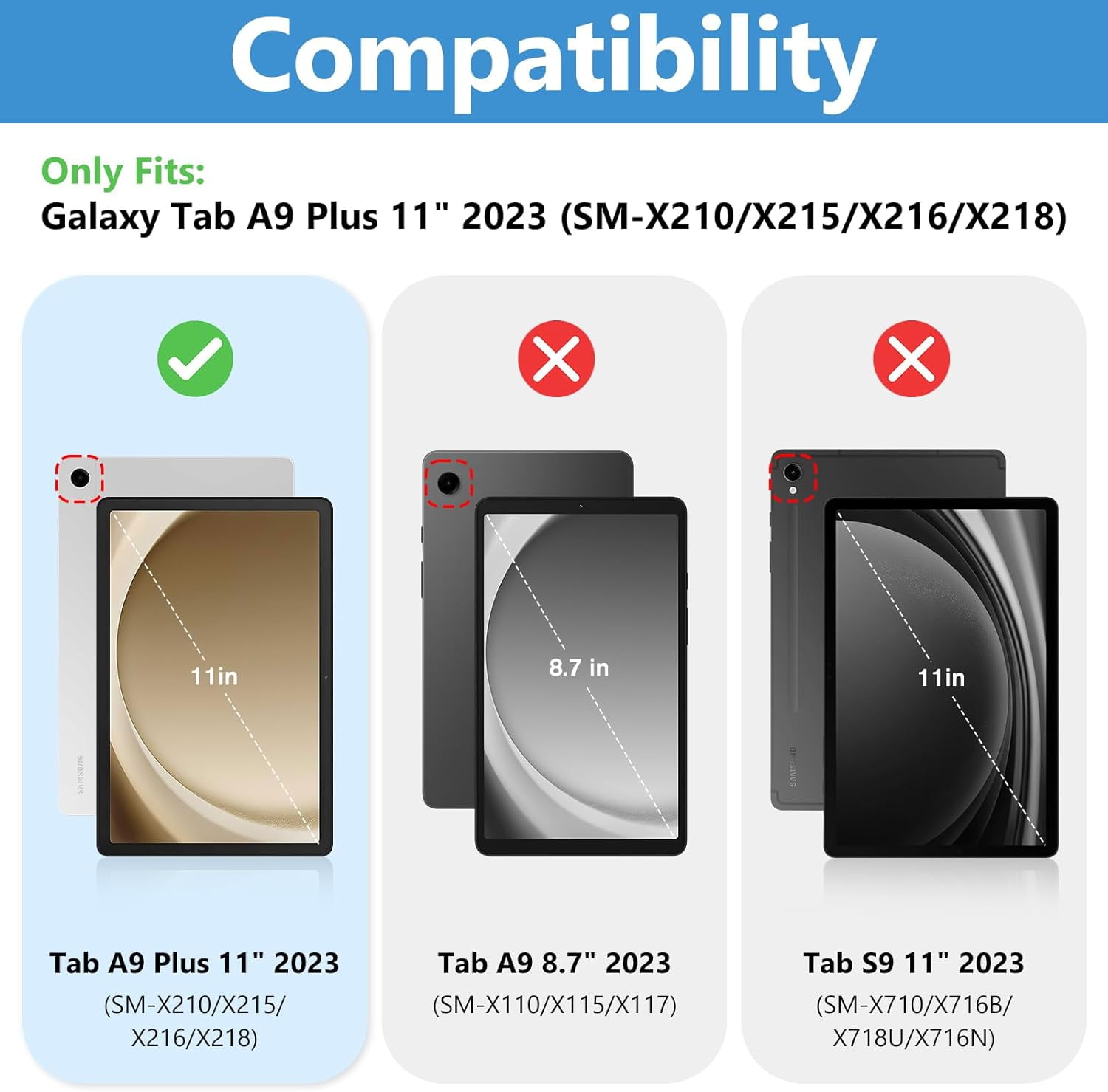 IYFFDFE-Protective Case for Galaxy Tab A9 Plus 11 Inch 2023, Folio ...