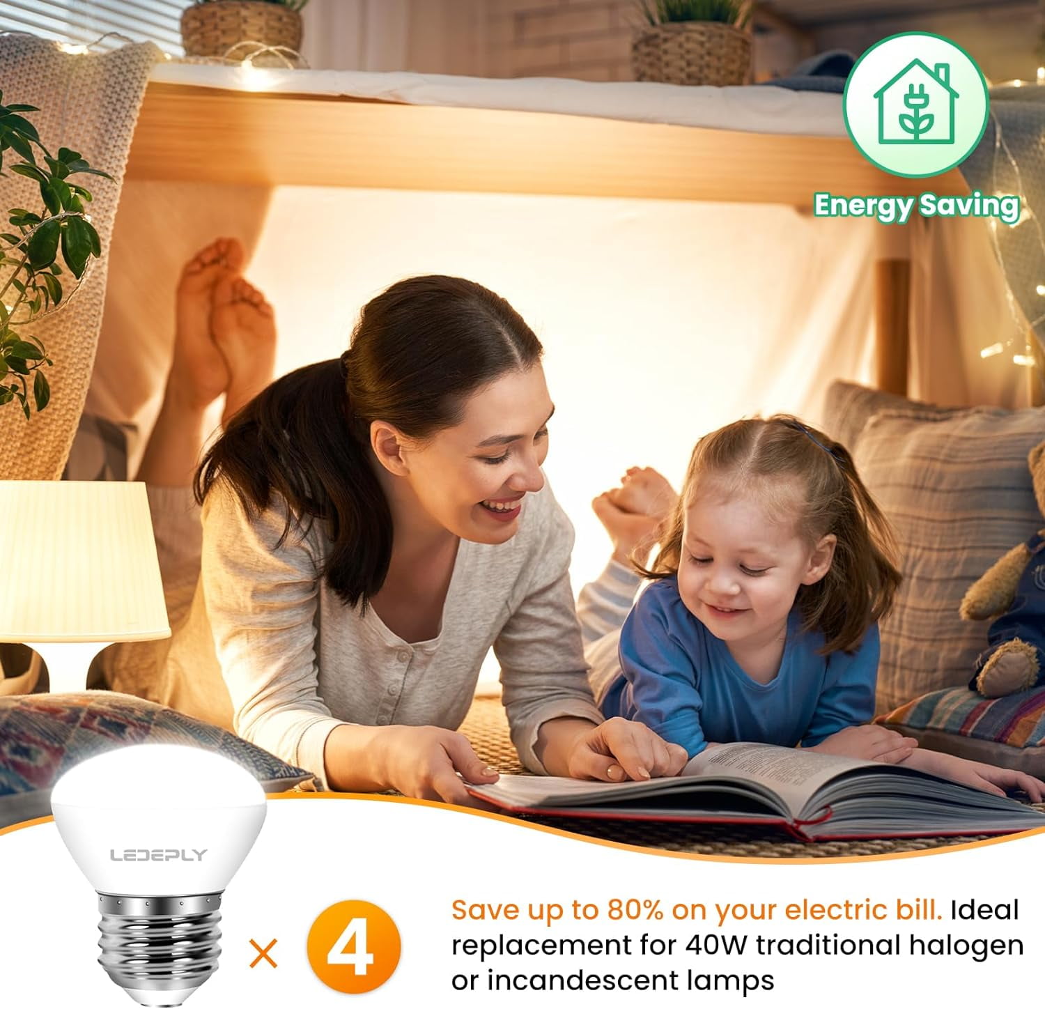 IYFFDFE-R14 LED Bulb, 4W=40W, Dimmable, Medium E26 Base, Mini LED ...