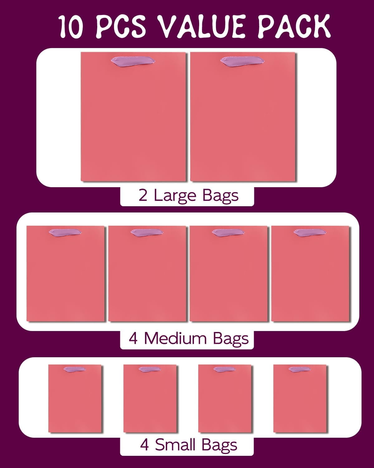 IYFFDFE-Salmon Gift Bags with Tissue Paper Mulit Assorted Sizes 10PCS ...