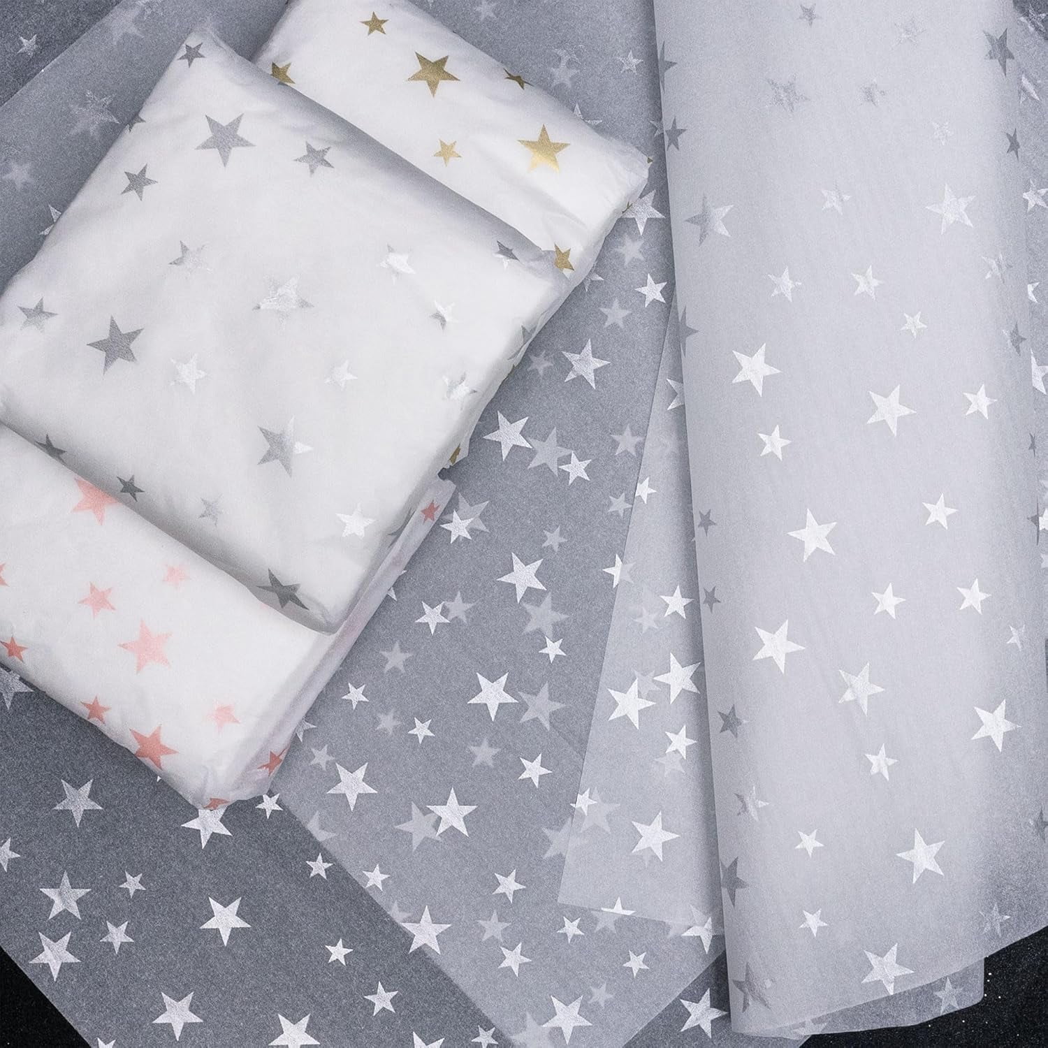 IYFFDFE-Silver Star Tissue Paper Bulk,20" x 28",White with Stars ...