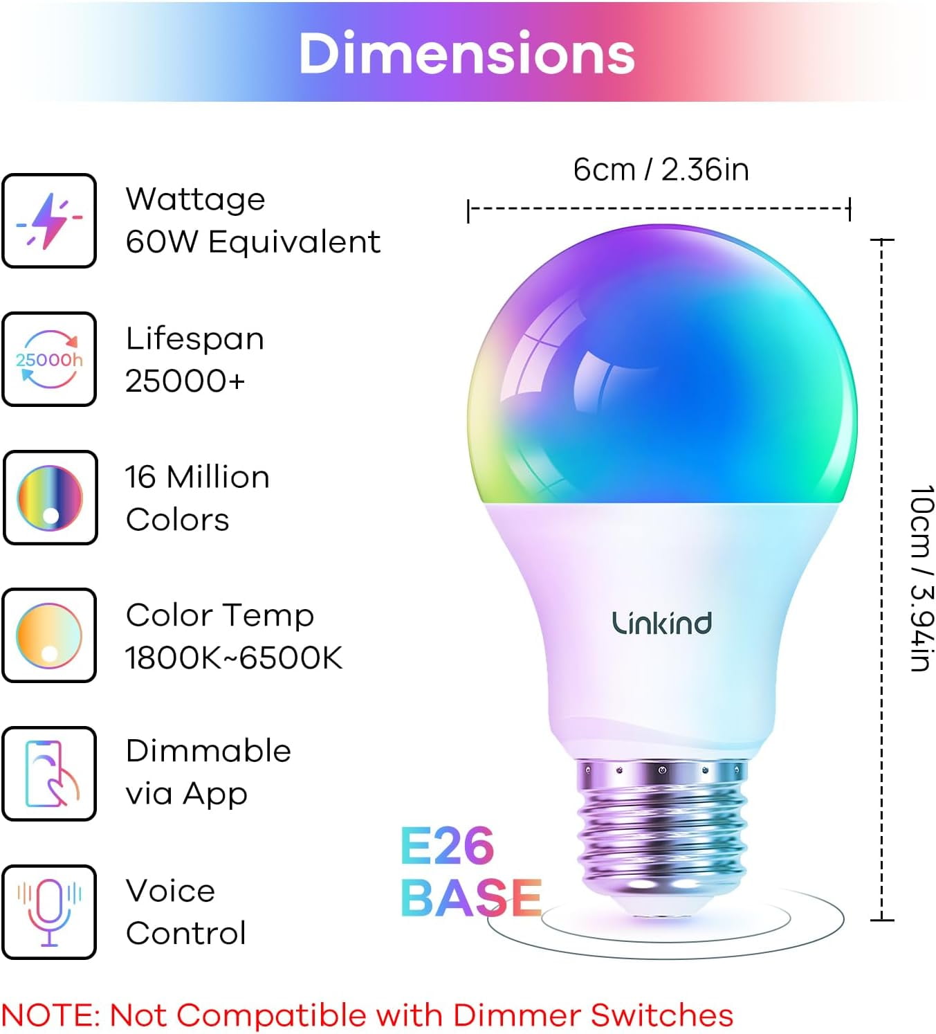 IYFFDFE-Smart Light Bulbs, WiFi Bulbs Work with Alexa & Google Home ...